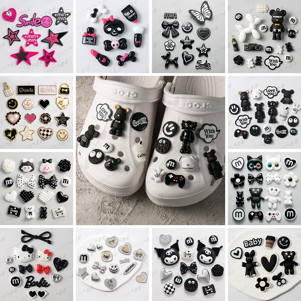 Black Fashion Series Sandal Pin Buckle Shoe Charms, Cool Trendsetter 3D ...