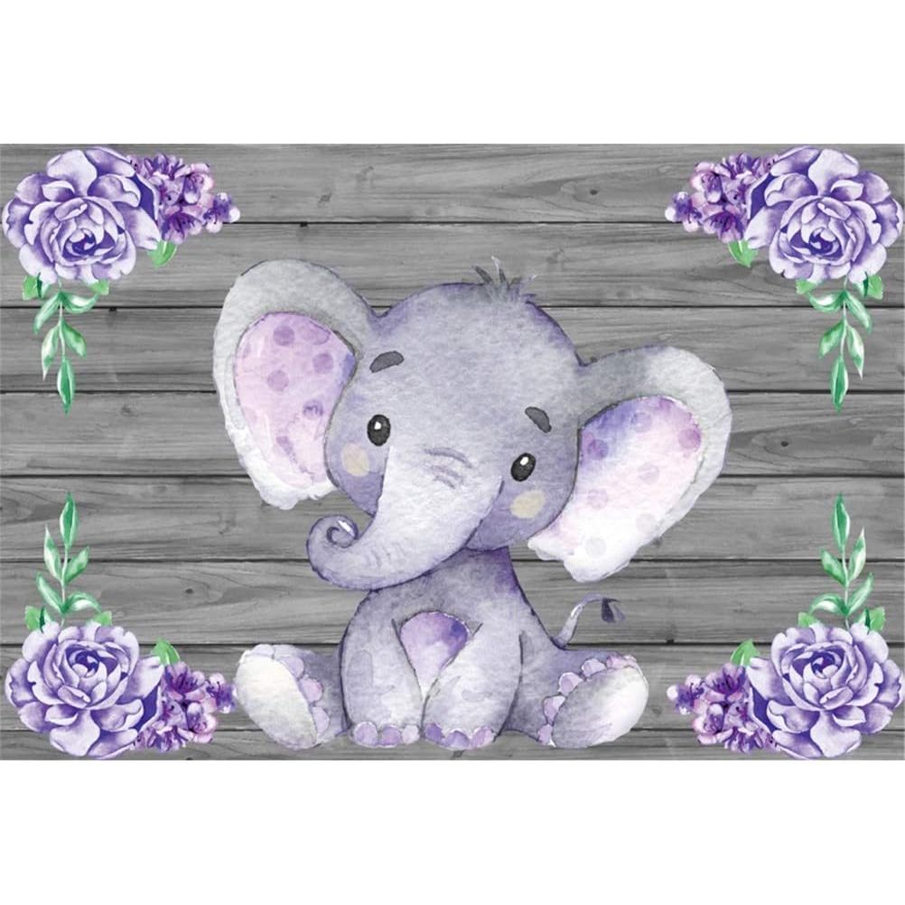 Purple Elephant Backdrops Polyester Photography Background Wooden ...