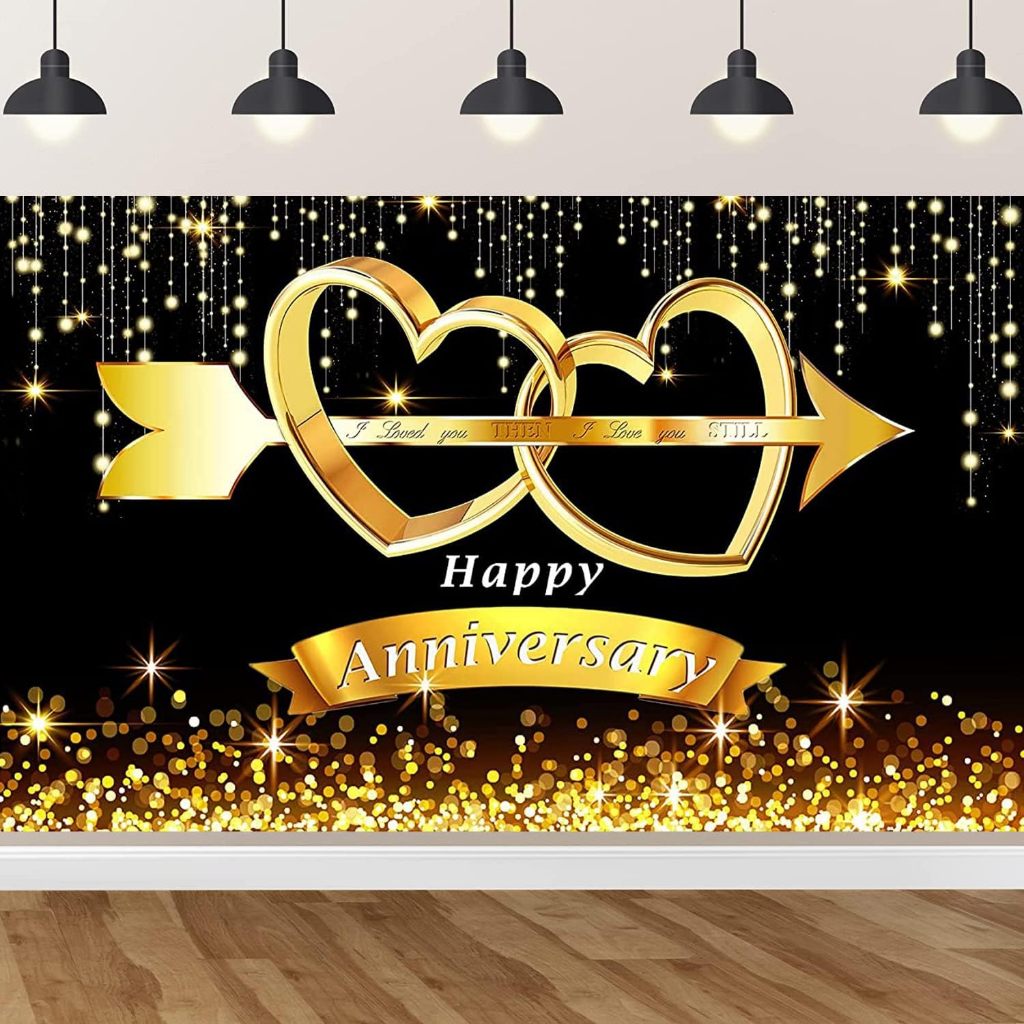 Happy Anniversary Banner Backdrop Wedding Anniversary Party Decorations ...