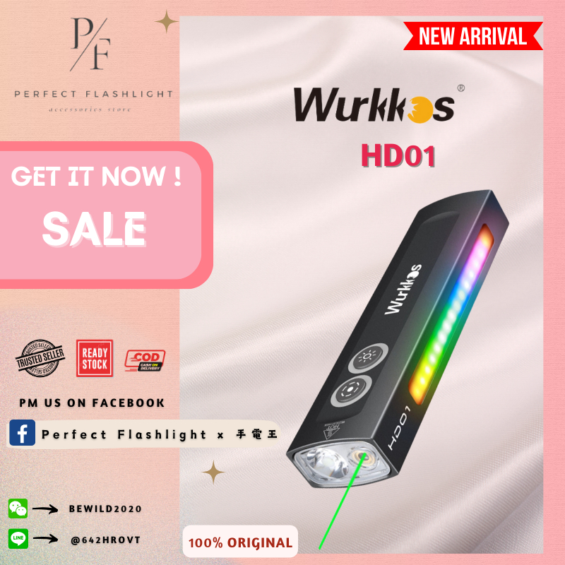 Perfect Flashlight Wurkkos HD01 Rechargeable EDC Flashlight with Front ...