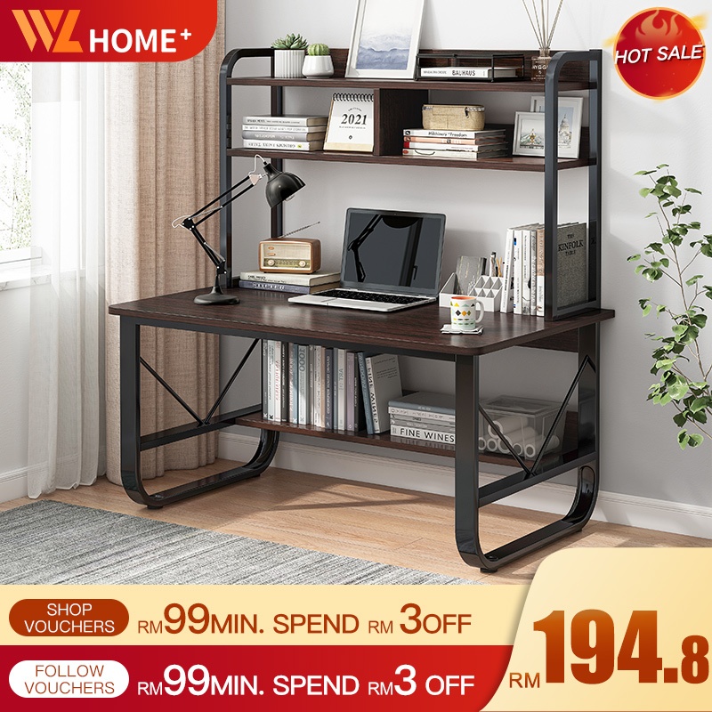 Computer Table with Book Shelf Student Study Desk Writing Desk Meja ...