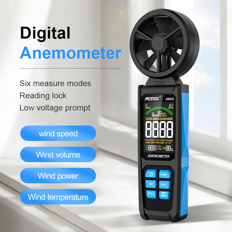 AM620 Multi-Function Anemometer Measurable Air Volume Wind Temperature ...