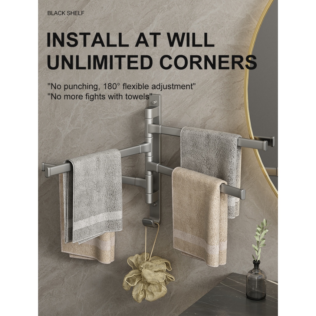 Toilet Kitchen Wall Mounted Towel Rag Clothes Cloth Rack Adjustable ...