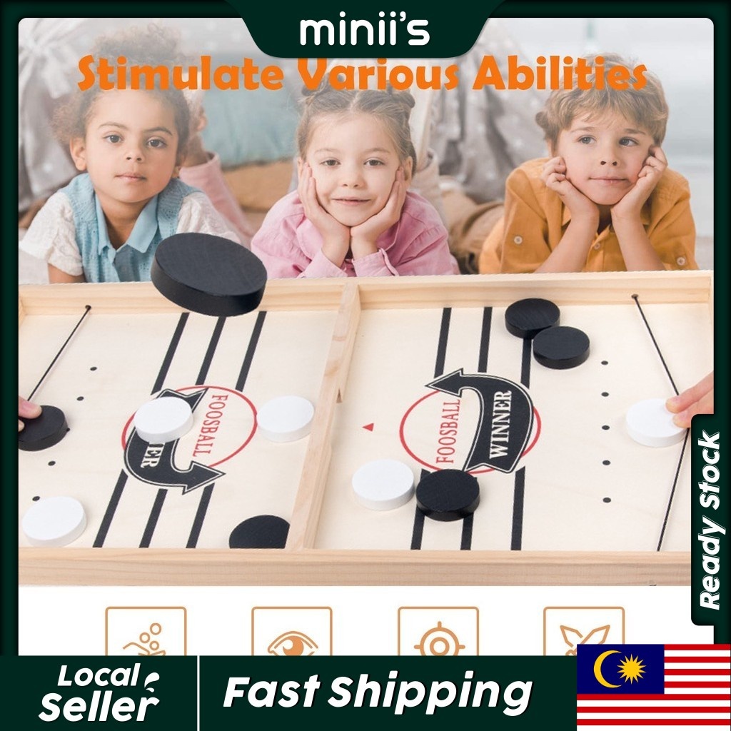 Miniis 30x54cm Sling Puck Game Foosball Board Game Wooden Hockey Table ...