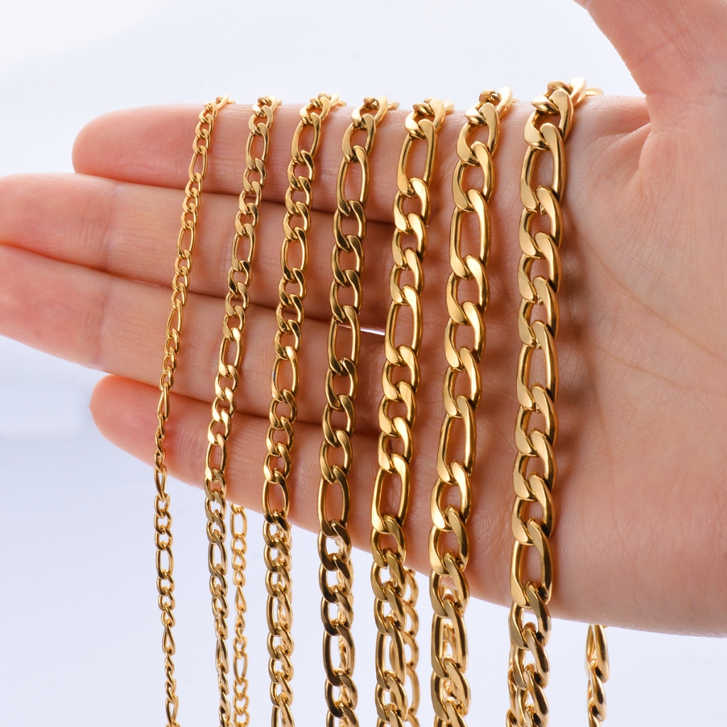 Stainless Steel Figaro Link Chain Jewelry Classic Curb Rope Chain ...