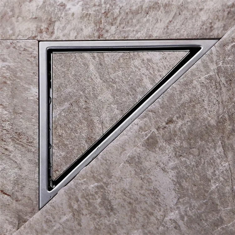 Triangle Shower Floor Drain With 2 in 1 Tile-Insert Cover 304 Stainless ...