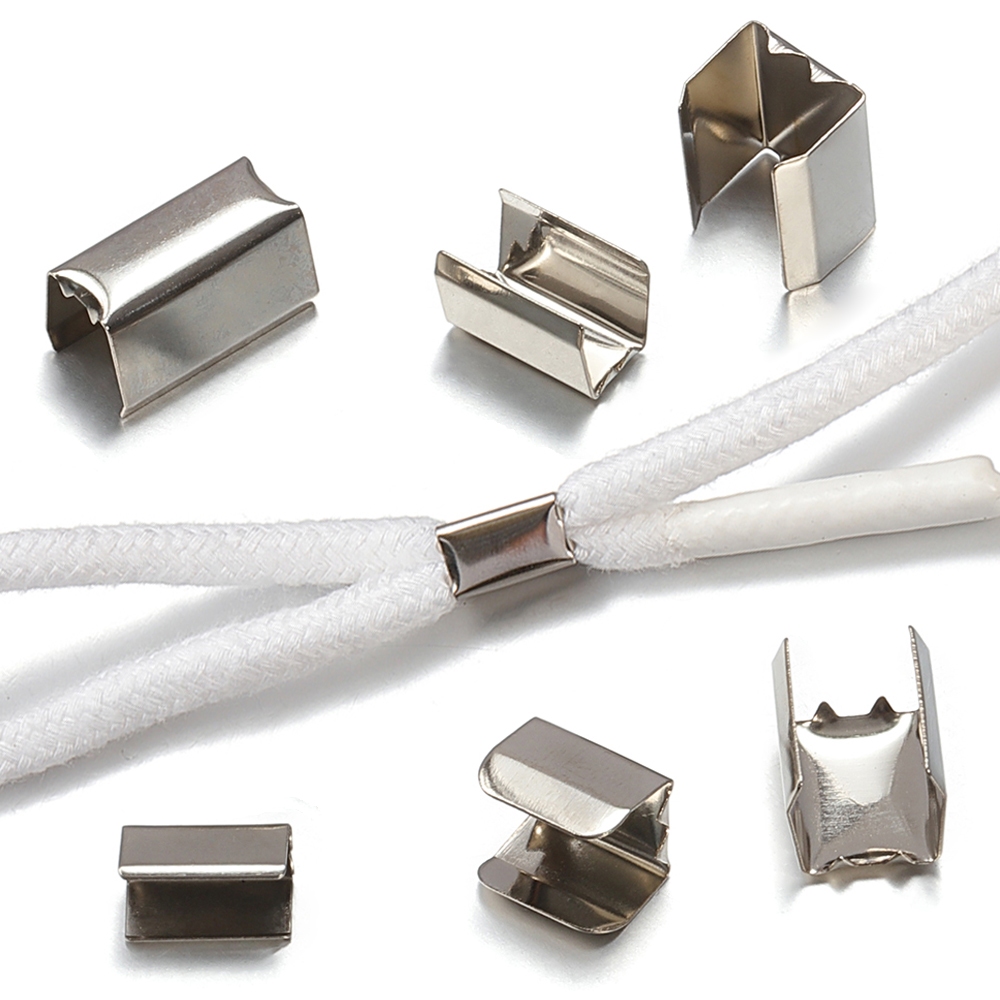 100pcs Metal Cord Clips DIY 5x10mm Fastener Cord Crimp String Leather ...