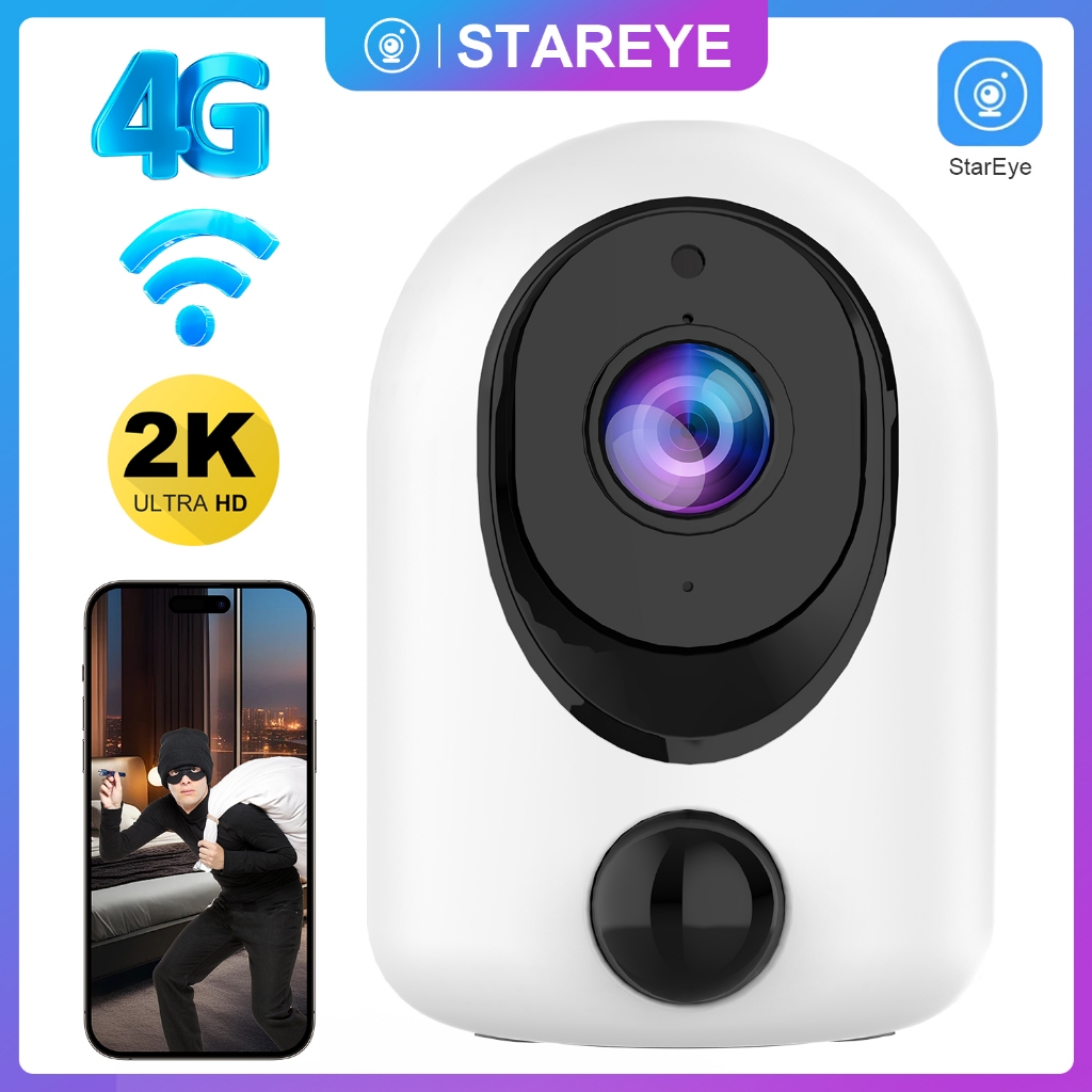 4G Surveillance Camera HD Night Vision WiFi Cable Free Home Remote ...