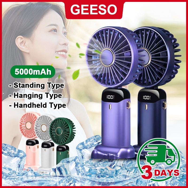 GEESO Kipas Mini 5 Modes Mute Mini Handheld Fan 5000mAh Mini Portable ...
