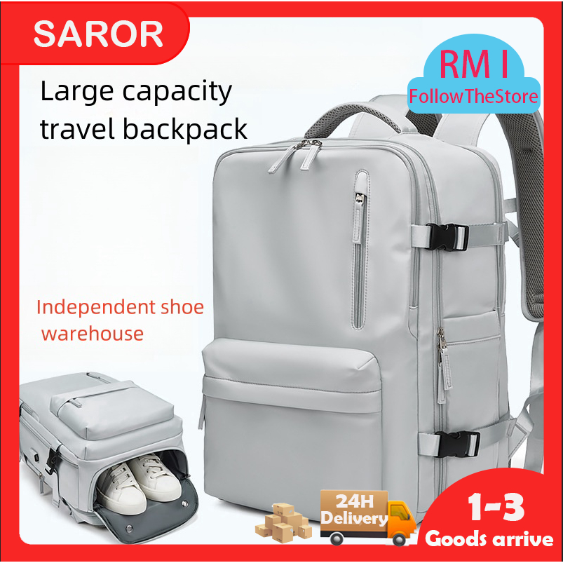 【Malaysia Ready stock】Large capacity backpack Expandable travel bag ...