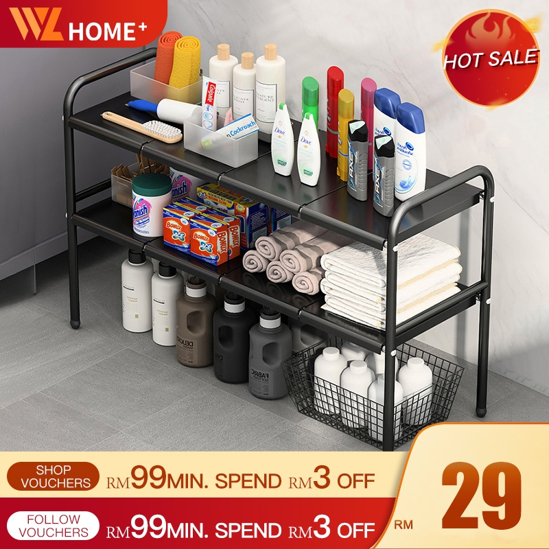 Under Sink Rack Extendable Stainless Steel Bathroom Organizer Shelf ...