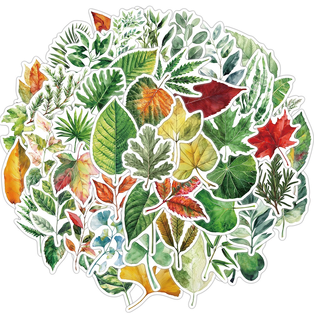 [Large Sticker]50PCS Fresh leaves Sticker Aesthetics Decorative Sticker ...