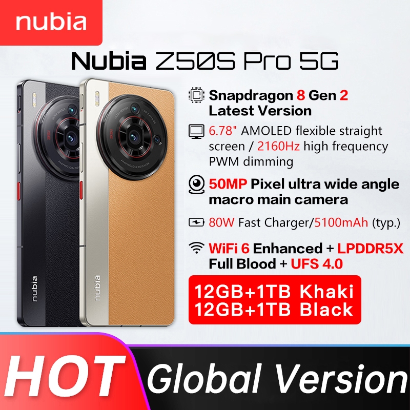 Nubia Z50S Pro 5G Phone Global Version 6.78 Inches Snapdragon 8 Gen 2 ...