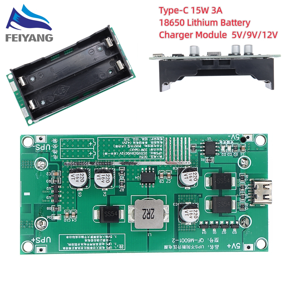 Type-C 15W 3A 18650 Lithium Battery Charger Module DC-DC Step Up ...