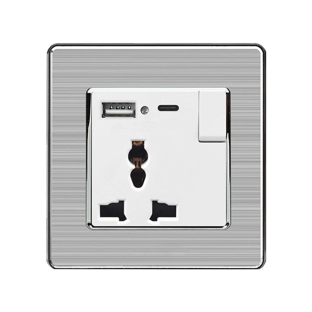 VISWE wall socket 3 pin socket universal socket universal socket 13a socket 250V usb c socket,86 ...