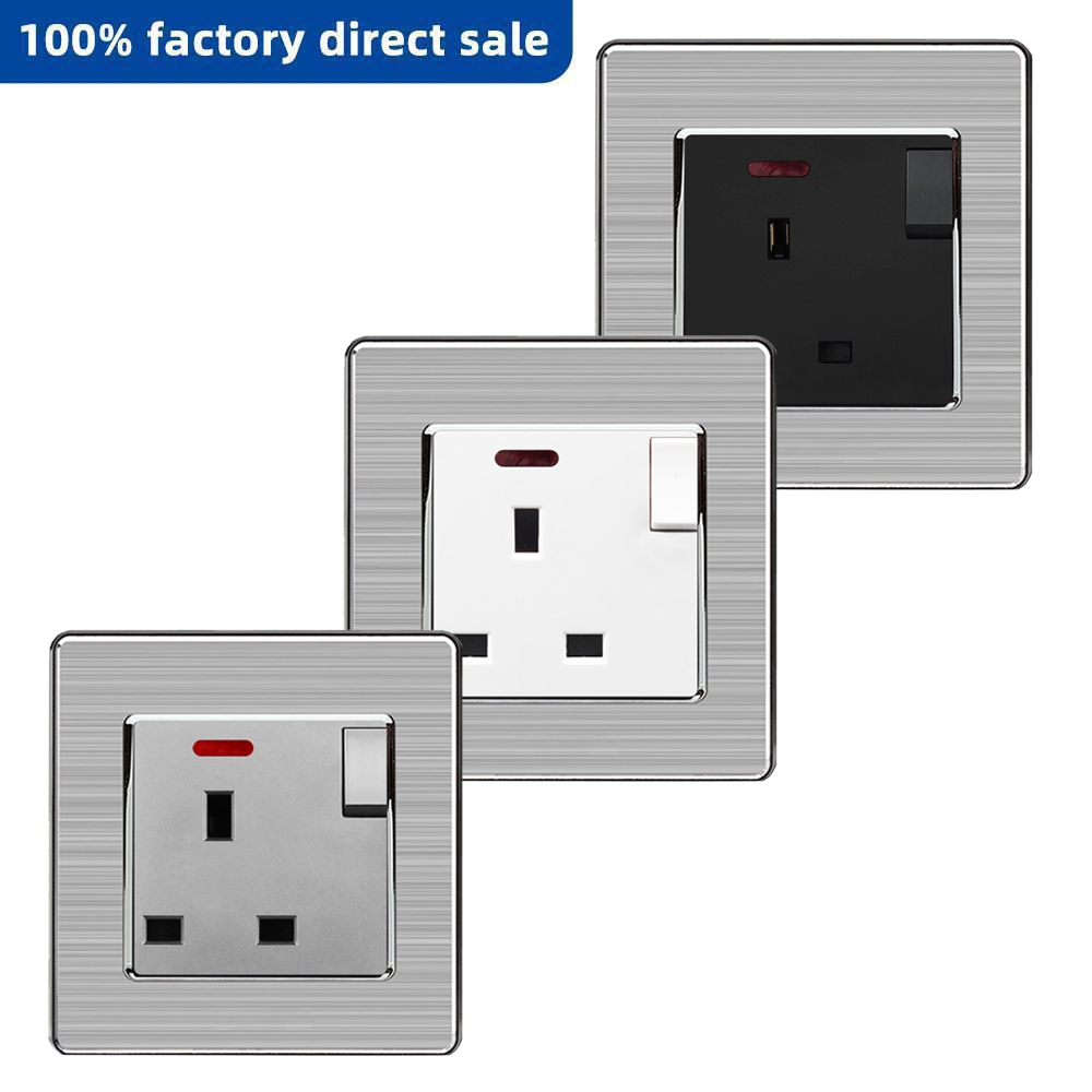VISWE wall socket 3 pin socket 13a socket 250V,86*86mm Stainless steel panel | Shopee Malaysia