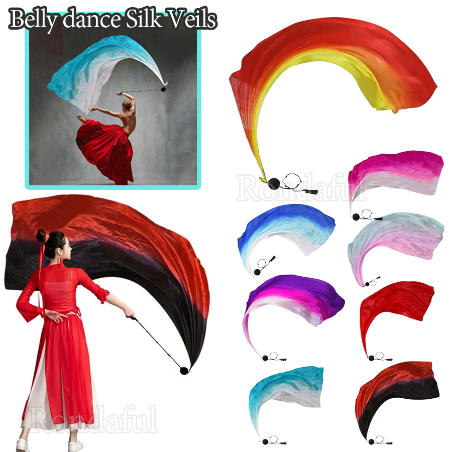 Dance Silk Veil Belly Dance Silk Scarf Veils Poi Streamer Elegant Belly ...