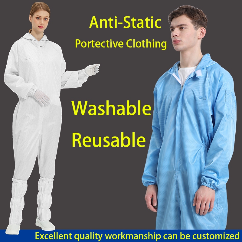 (Factory direct) ESD coveralls cleanroom jumpsuit washable and reusable ...