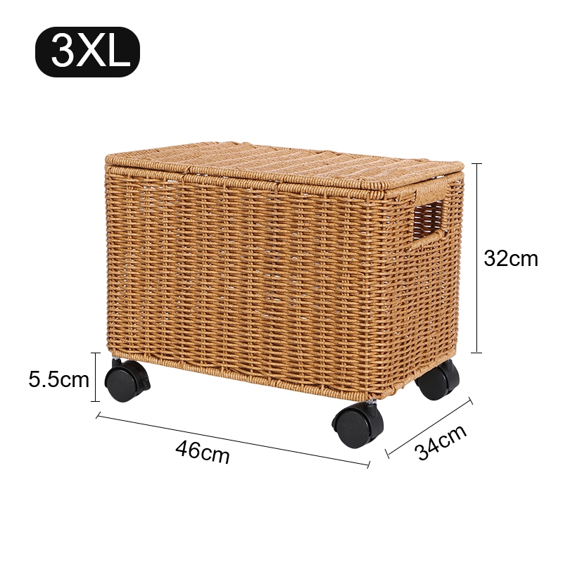 XXL Size Rattan Basket with Lid Hand-Woven Wicker Basket Rattan Storage ...