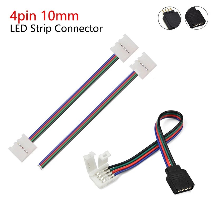 10pcs 16cm 5050 RGB 4 Pin LED Strip Light Connectors Strip To Power ...