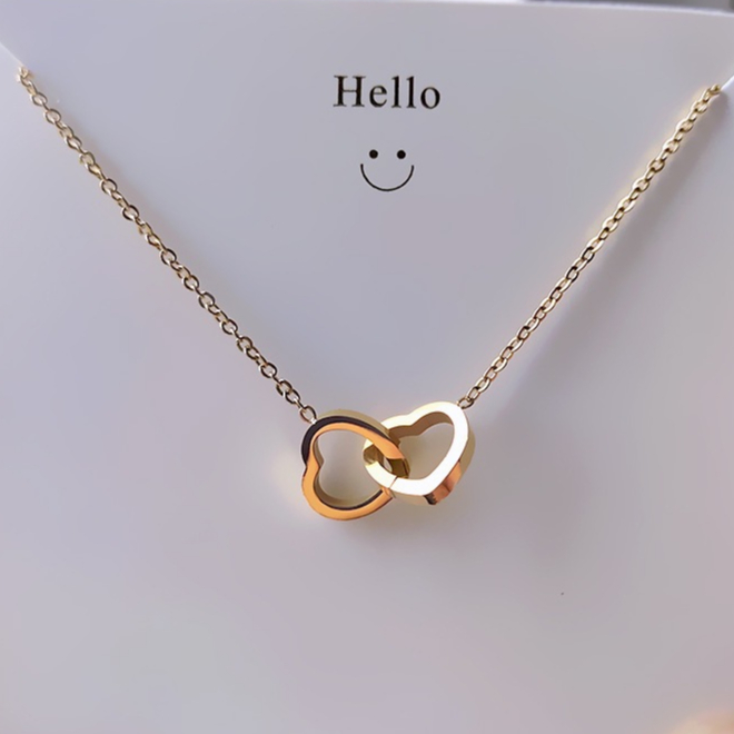 Heart to heart love necklace, double ring pendant and internet ...