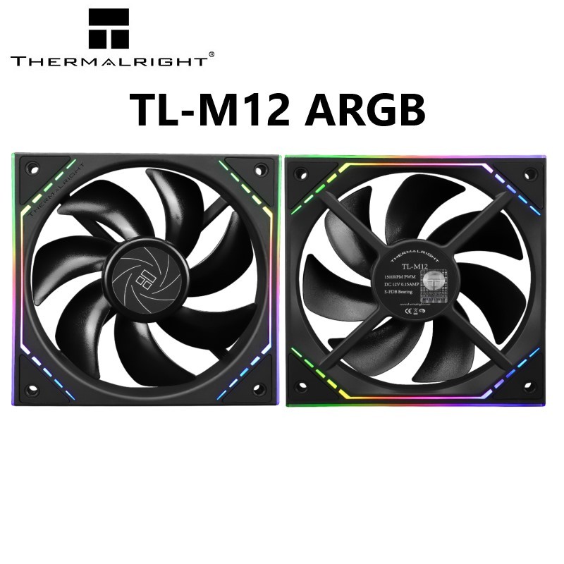 Thermalright TL-M12 ARGB Case Fan 120mm CPU Cooler Fan 1500RPM Speed Comes with ARGB Mirror ...