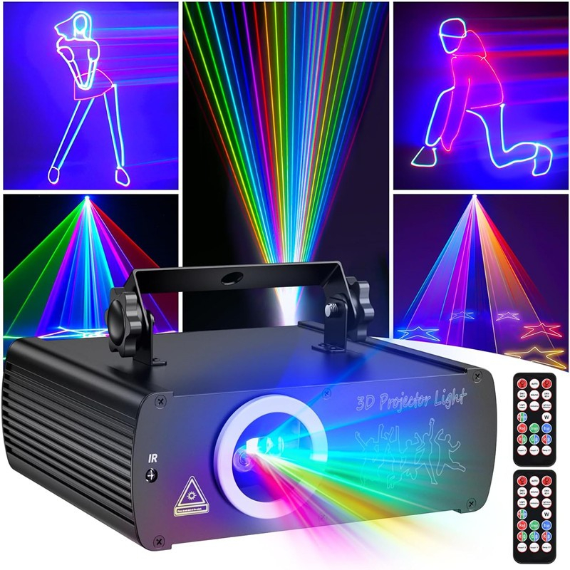 Dj Light 500MW RGB Full Color 3D Animation Laser Projector DMX Beam ...