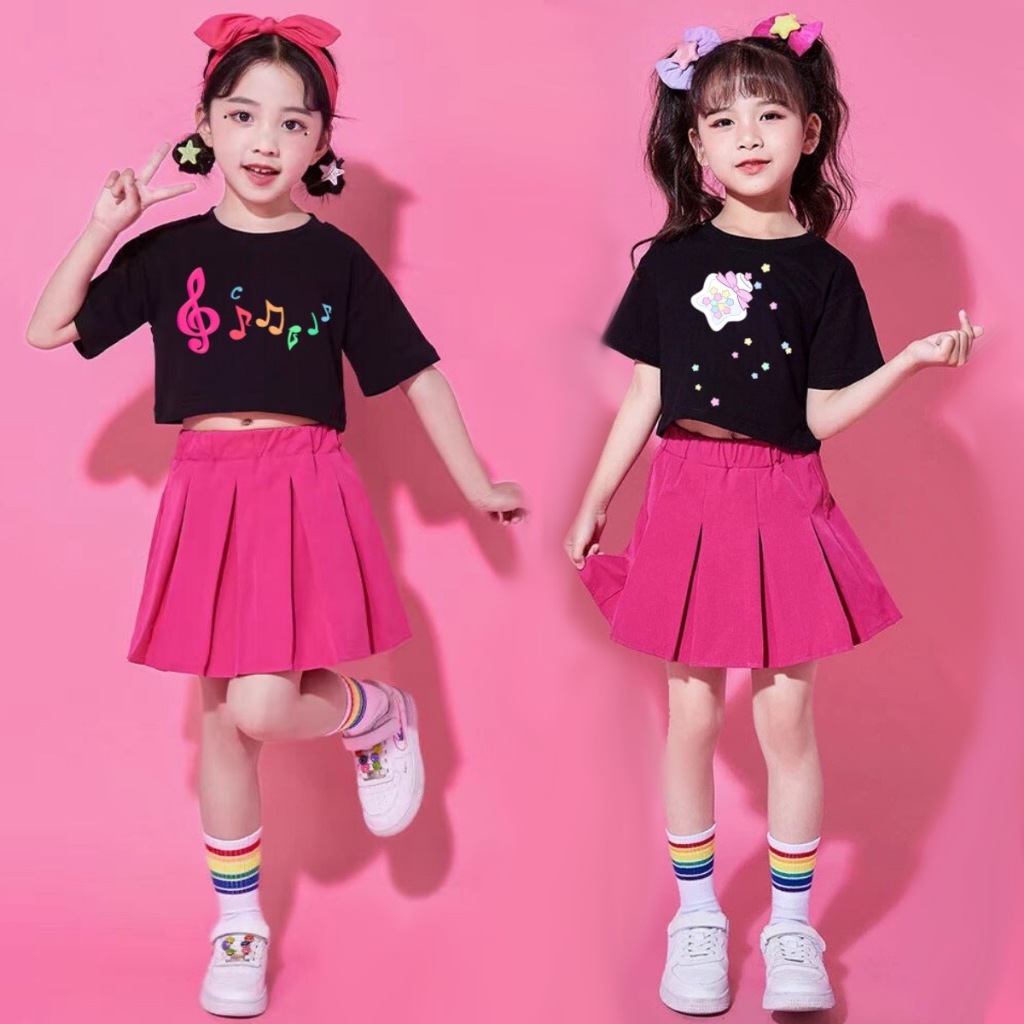 3-12 Years Old Girls Cotton Crop Top Korean Style Cute Printed Design ...