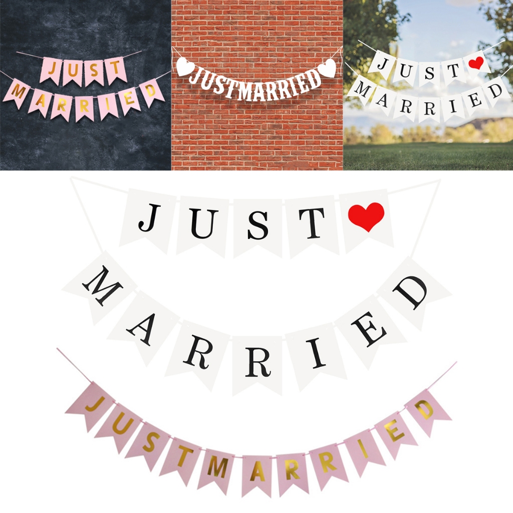 JUST MARRIED Wedding Banner Set Reception Wedding Decoration Bride ...