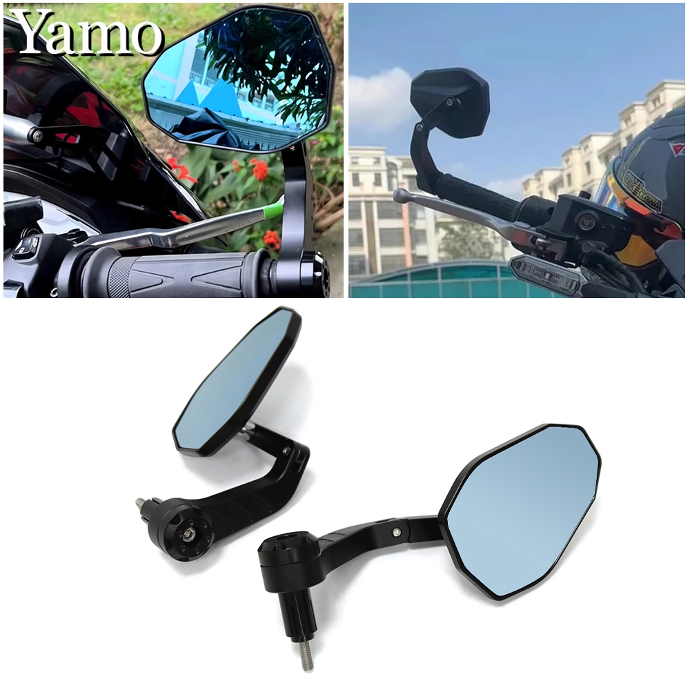 Motorcycle universal handlebar mirror, nine sided adjustable aluminum ...