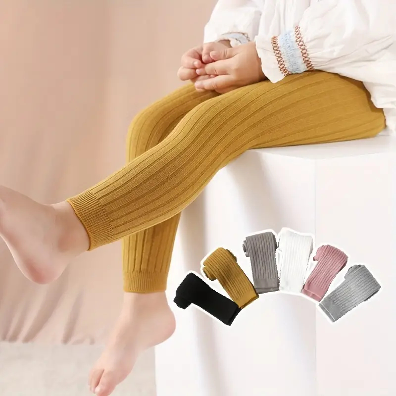 0-4Y Baby Kids Leggings for Girl Double Needle Combed Cotton Ribbed ...