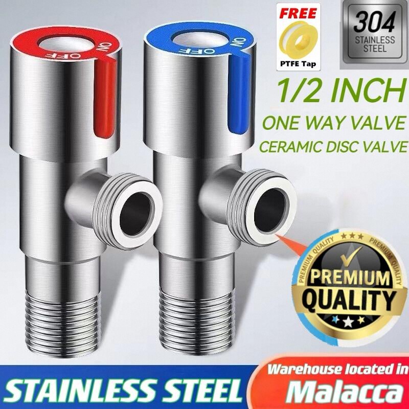 Angle valve 304 stainless steel Hot and cold household valve switch 1/2 ...