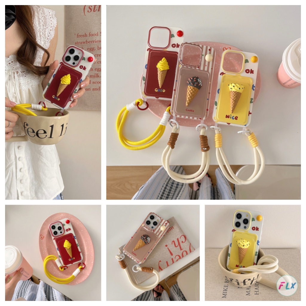 Card holder casing iPhone for iPhone 12 13 14 15 Pro Max ice cream ...