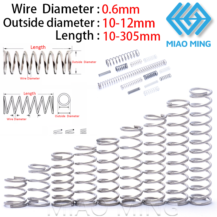 10 pcs wire diameter 0.6mm compression spring 304 Stainless Steel ...