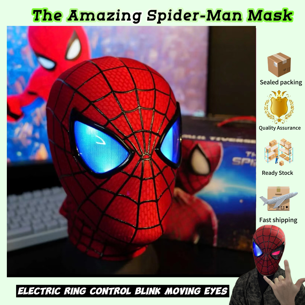 New Amazing Spider-Man Headgear Mask Spider Hero Electric Ring Control ...