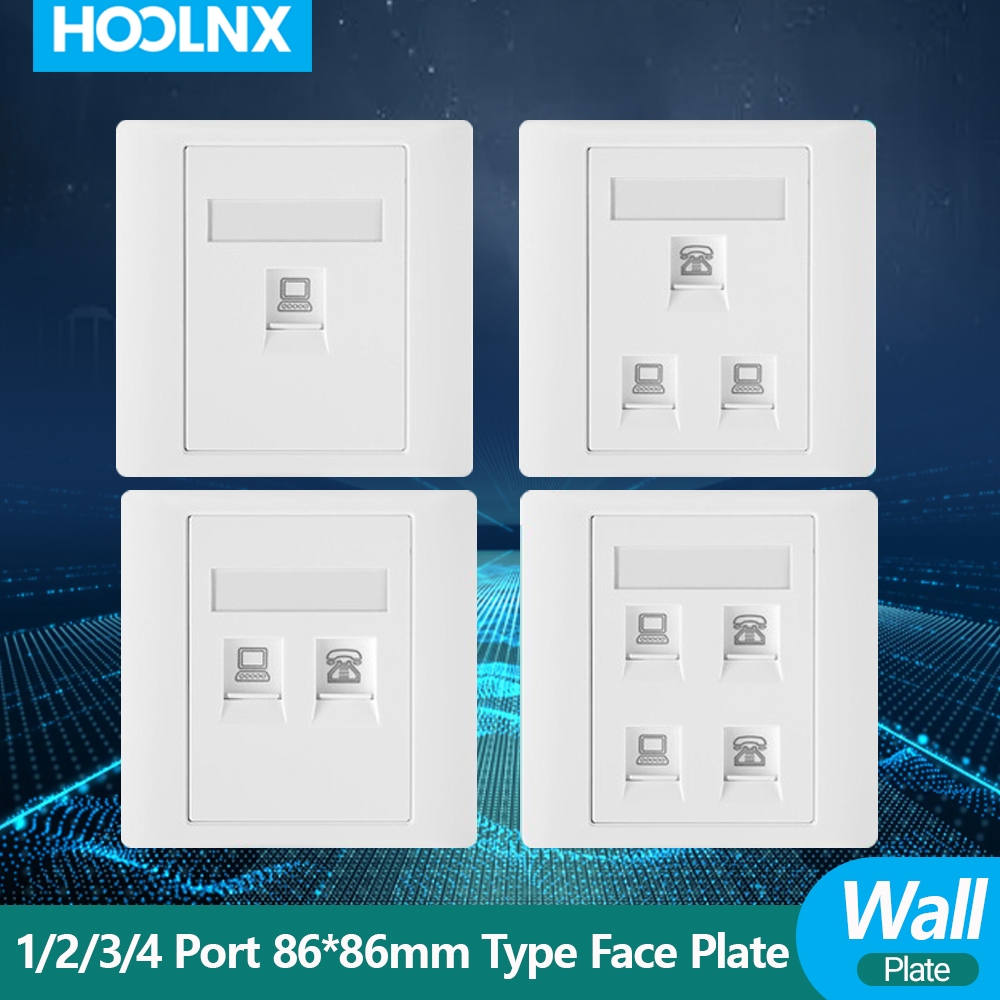 HOOLNX 1/2/3/4-port Wall Faceplate Socket White Wallplate 1-Port 2-Port ...