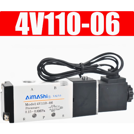 Pneumatic Solenoid Valve 4V110-06 Two-Position Five-Way 24V Reversing Valve Air Valve 220V ...