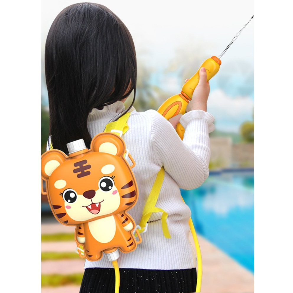 Children backpack pull type water gun toy water fight ...