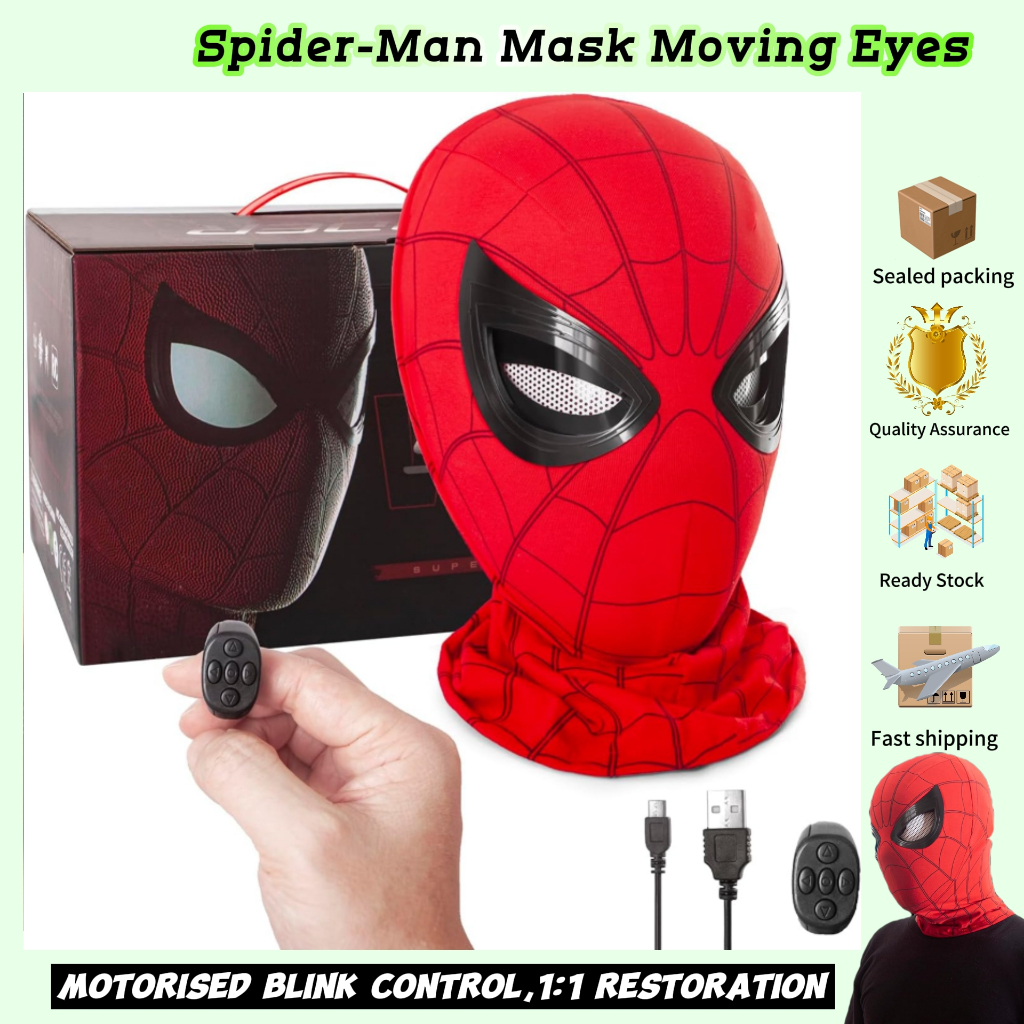 Topeng Spiderman Original Spiderman Mask Moving Eye Electric remote ...