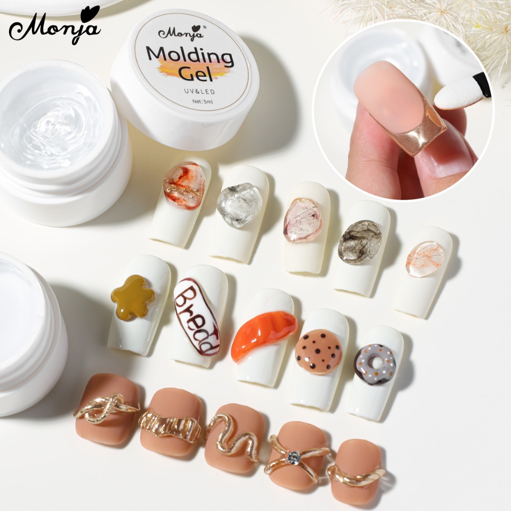 Monja 15ml 3D Nail Art Molding Gel Stereo Carve Gel Can Be Powdered PVC ...