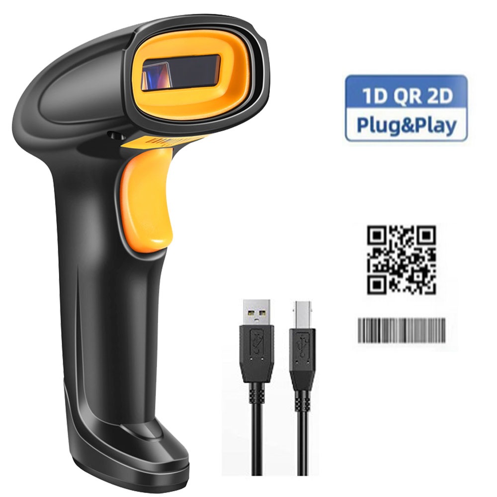 Handheld Wired Barcode Scanner 1D/2D/QR Barcode Scanner USB Wired Bar ...
