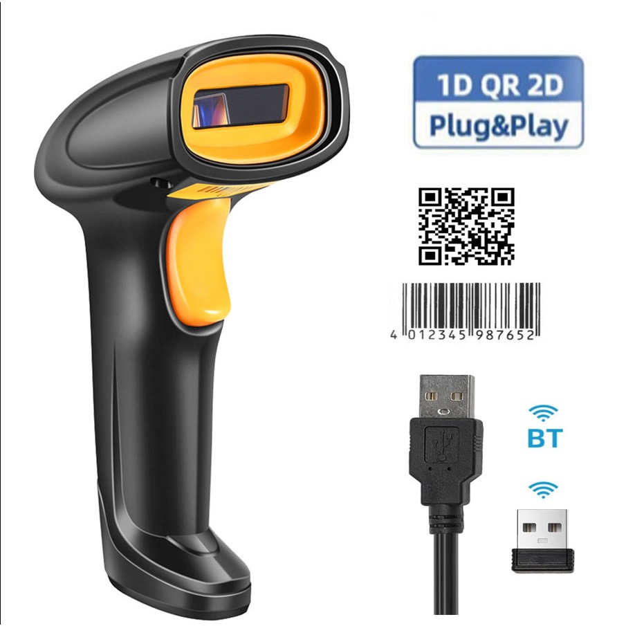 Handheld 3 in 1 1D 2D QR Barcode Scanner Bluetooth Wired & 2.4G USB ...