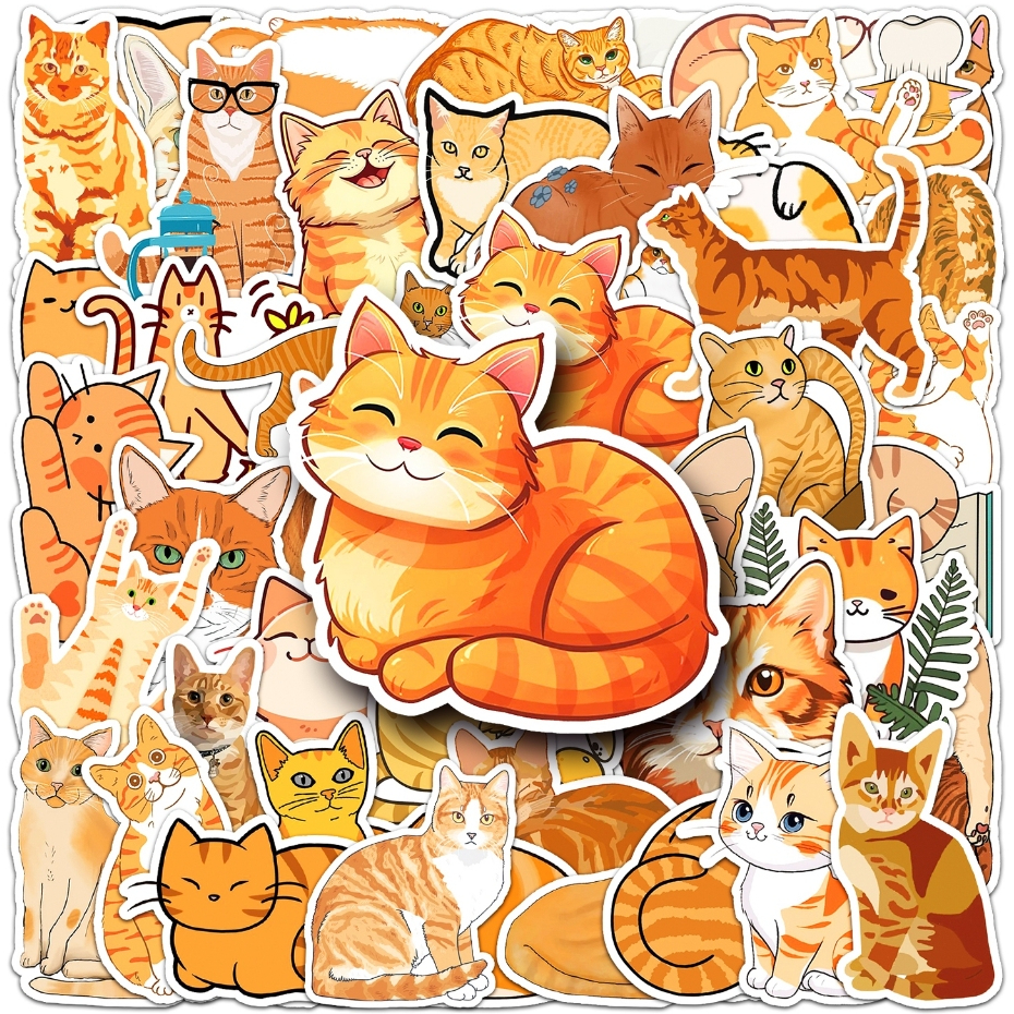 Cute Creative Cartoon Ginger Cat Stickers DIY For Phones Laptop Car ...