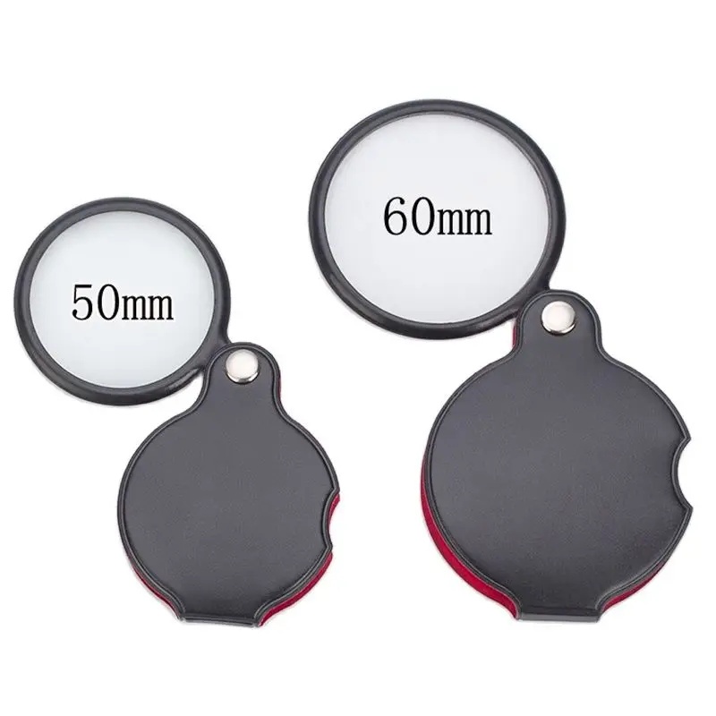 50MM/60MM/Mini Portable Handheld Magnifier 8X Leather Pocket Magnifying ...