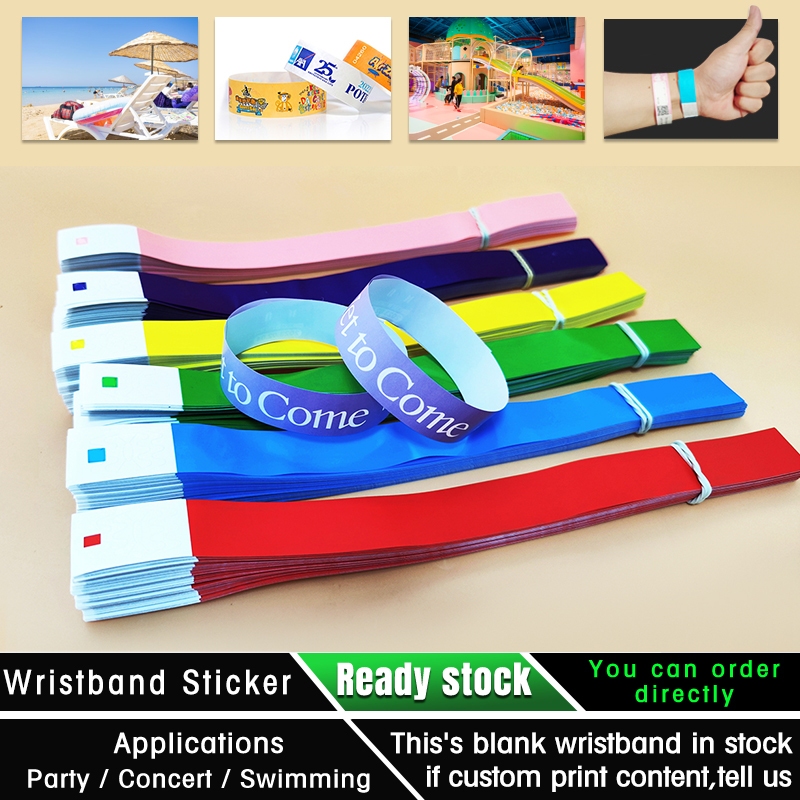 100pcs waterproof tyvek paper disposable wristband sticker events wrist ...