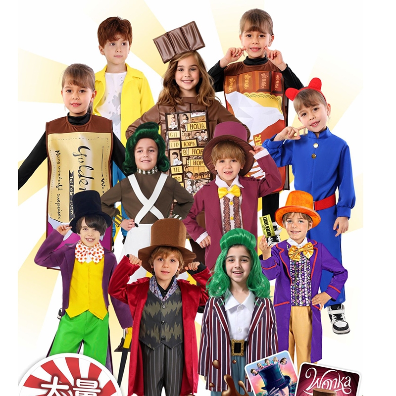 Willy Wonka Kids Boys Cosplay New Wonka Set Clothes Charlie and The ...