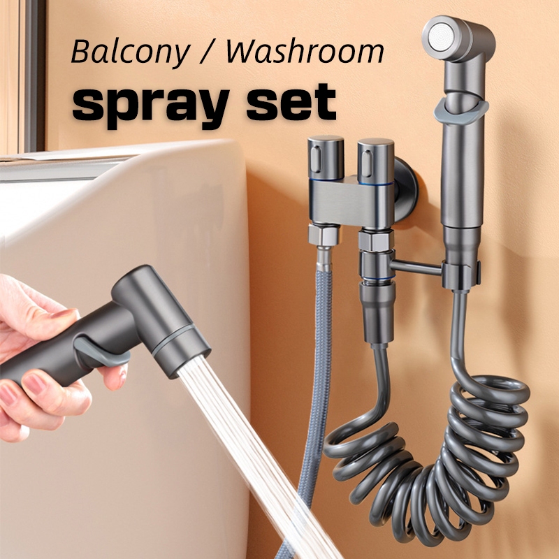 Stainless steel Bidet spray set Balcony/washroom Double Outlet Bathroom ...