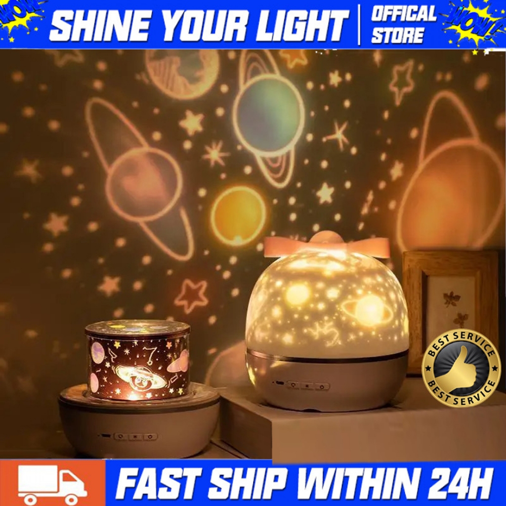 Starry Projector Light Raya LED Star Lamp Moon Night Lamp Table Bedroom ...