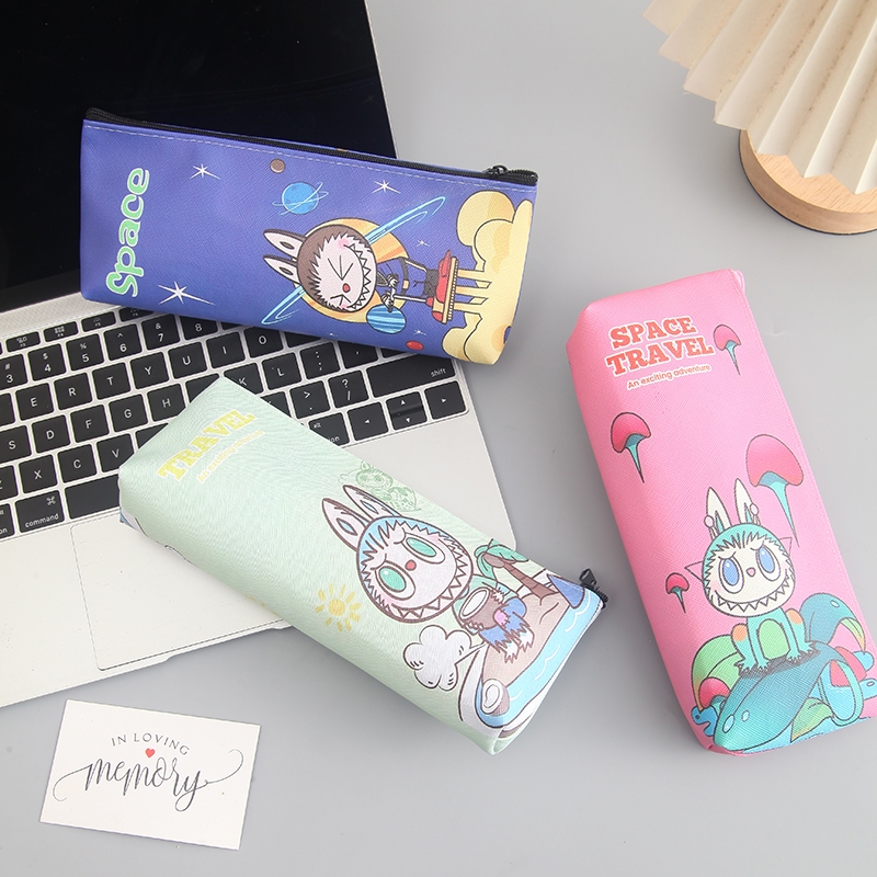 Cute Cartoon labubu Single-Layer PU Zipper Pencil Case labubu Junior ...