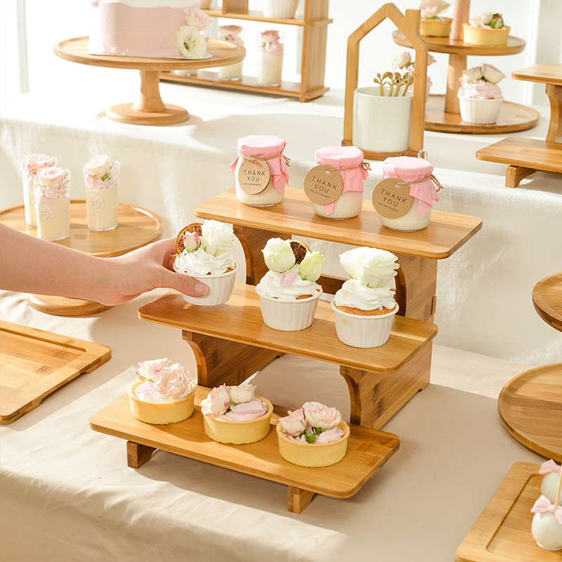 【Ready Stock】Wooden Dessert Tray Display Stand Party Snacks Fruit ...